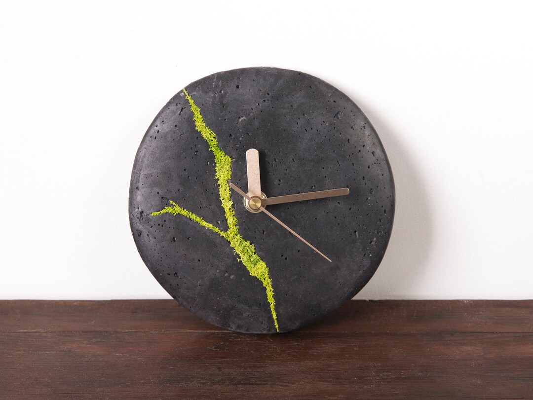 Minimalist Concrete Small Wall Clock With Scandinavian Moss Modern ...
