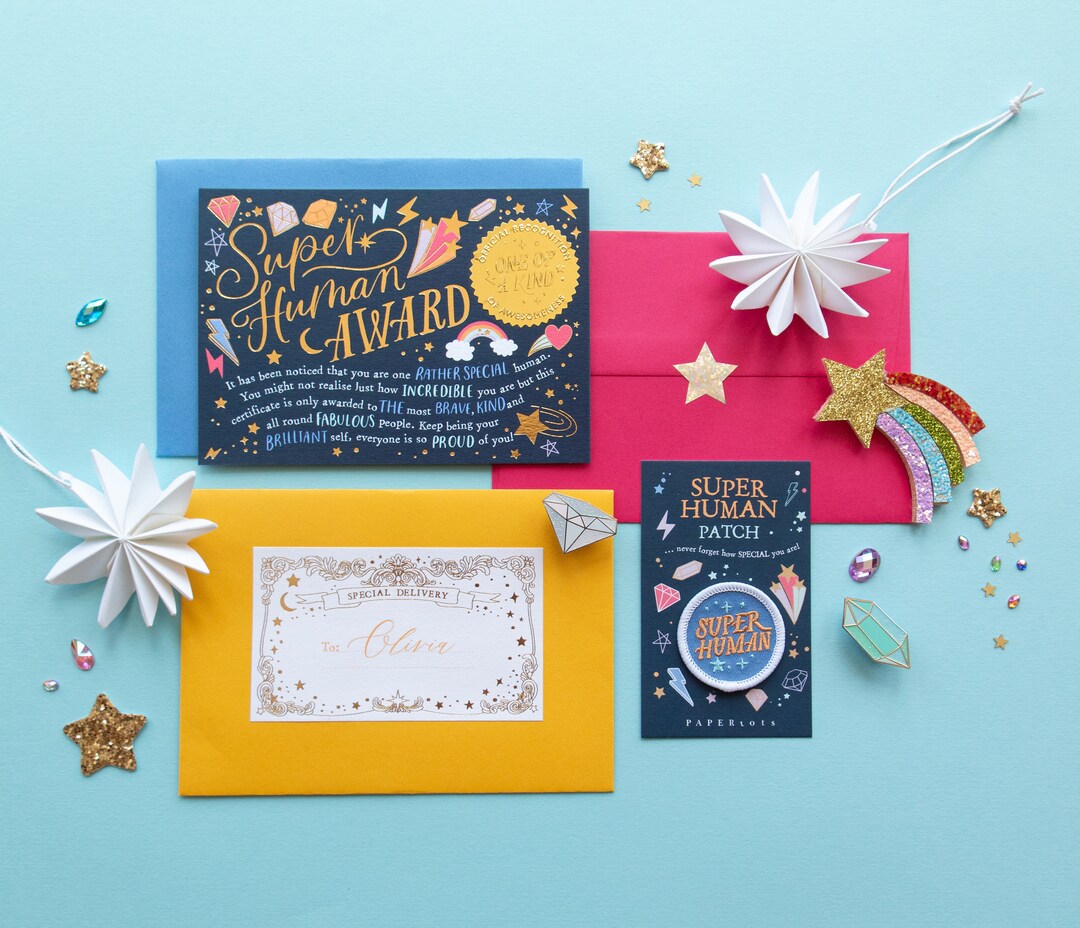 Super Human Award | Brave Certificate | School Award | Embroidered ...