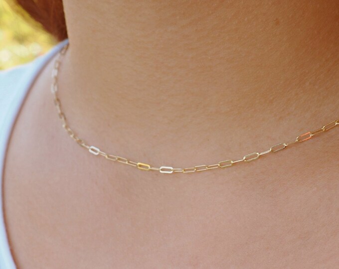 Gold LINK CHAIN Necklace • Gold Long Links Necklace • Gold Necklace ...