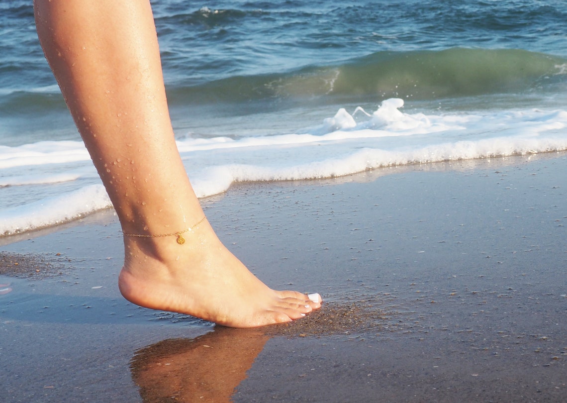 Dainty COMPASS Anklet, in Sterling Silver, Gold or Rose Gold ...