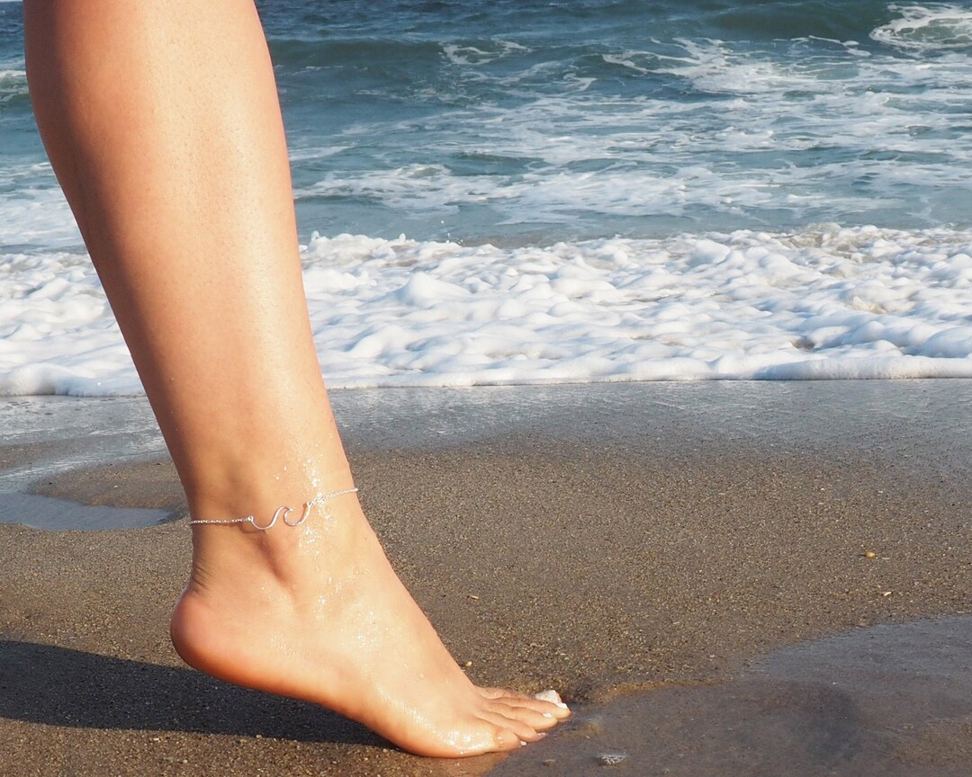Sterling Silver WAVE Anklet • Ocean Wave Anklet • Minimalist Jewelry ...