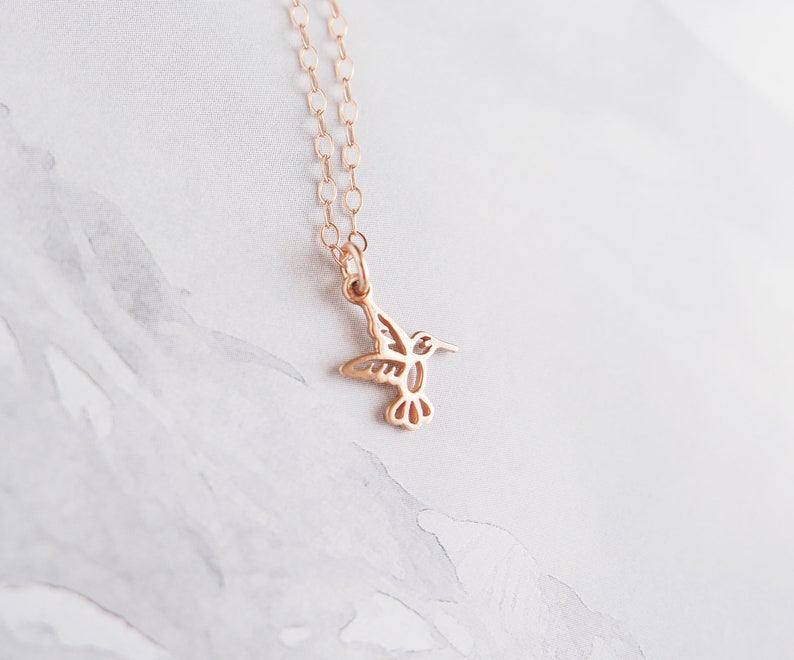 Tiny HUMMINGBIRD Necklace in Sterling Silver Gold or Rose - Etsy UK