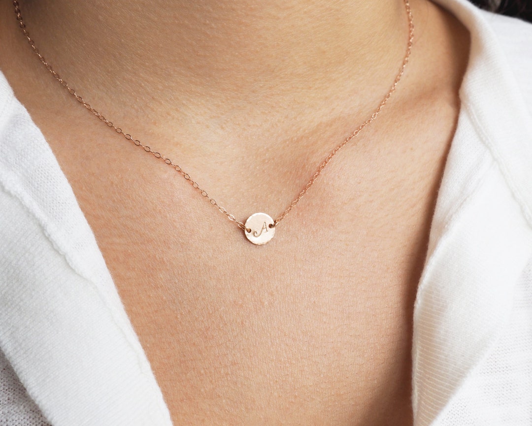 Dainty INITIAL Necklace in Sterling Silver, Gold Filled or Rose Gold ...