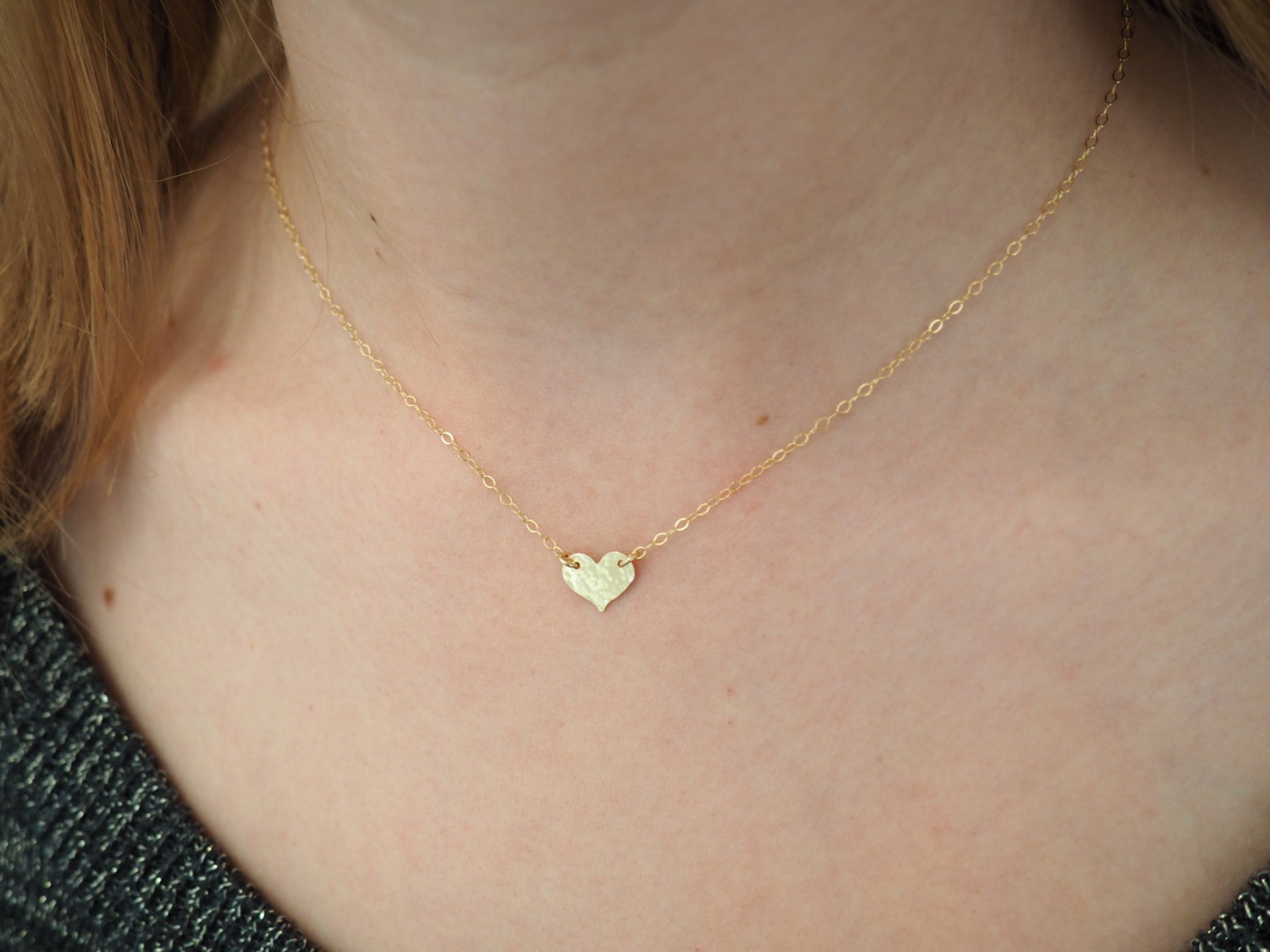 Gold HEART Necklace I love You Necklace Valentines Day | Etsy