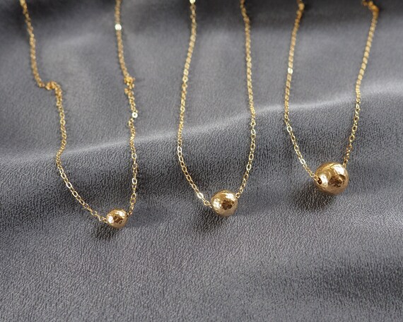 HAMMERED BALL Necklace in Sterling Silver Gold Filled or Rose | Etsy