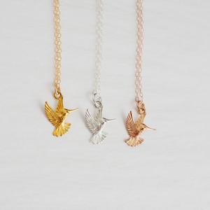 Rose Gold HUMMINGBIRD Necklace • Rose Gold Bird Necklace • Gift for Her ...