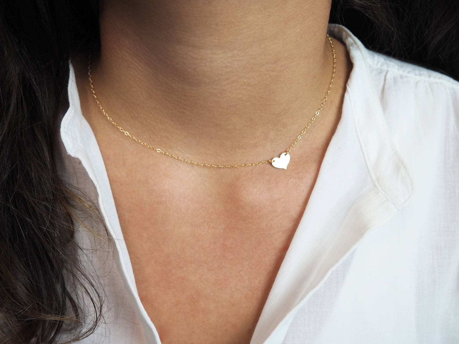 Gold HEART Necklace I love You Necklace Valentines Day | Etsy