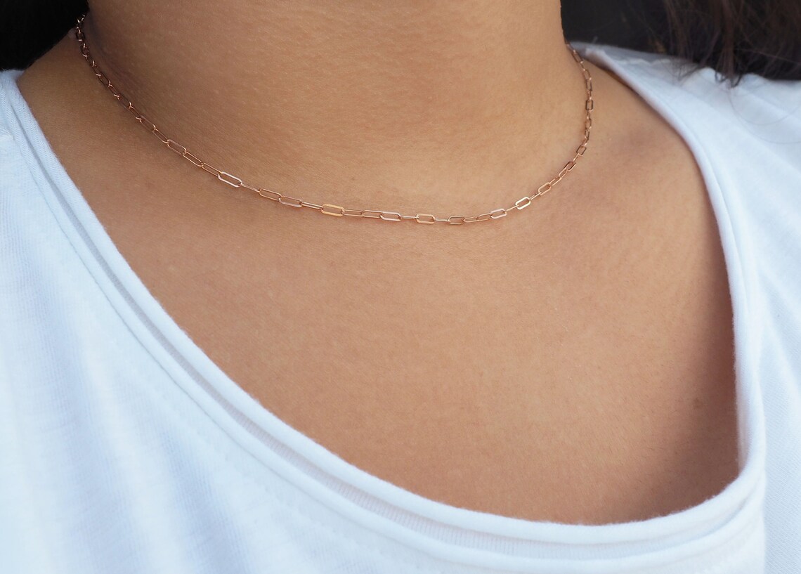 Rose Gold LINK CHAIN Necklace Rose Gold Chain Necklace - Etsy
