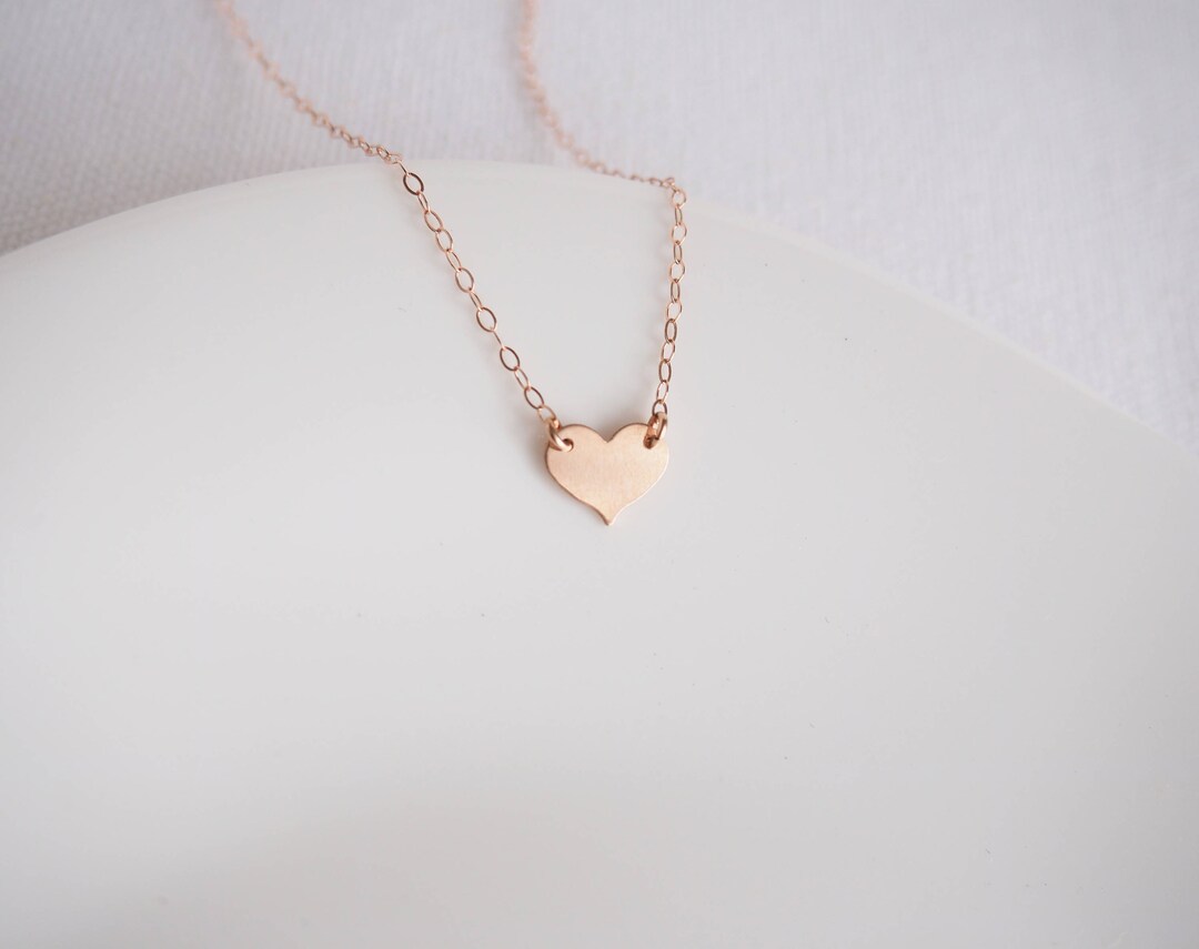 Dainty Rose Gold HEART Necklace • Rose Gold Necklace • Rose Gold Love ...