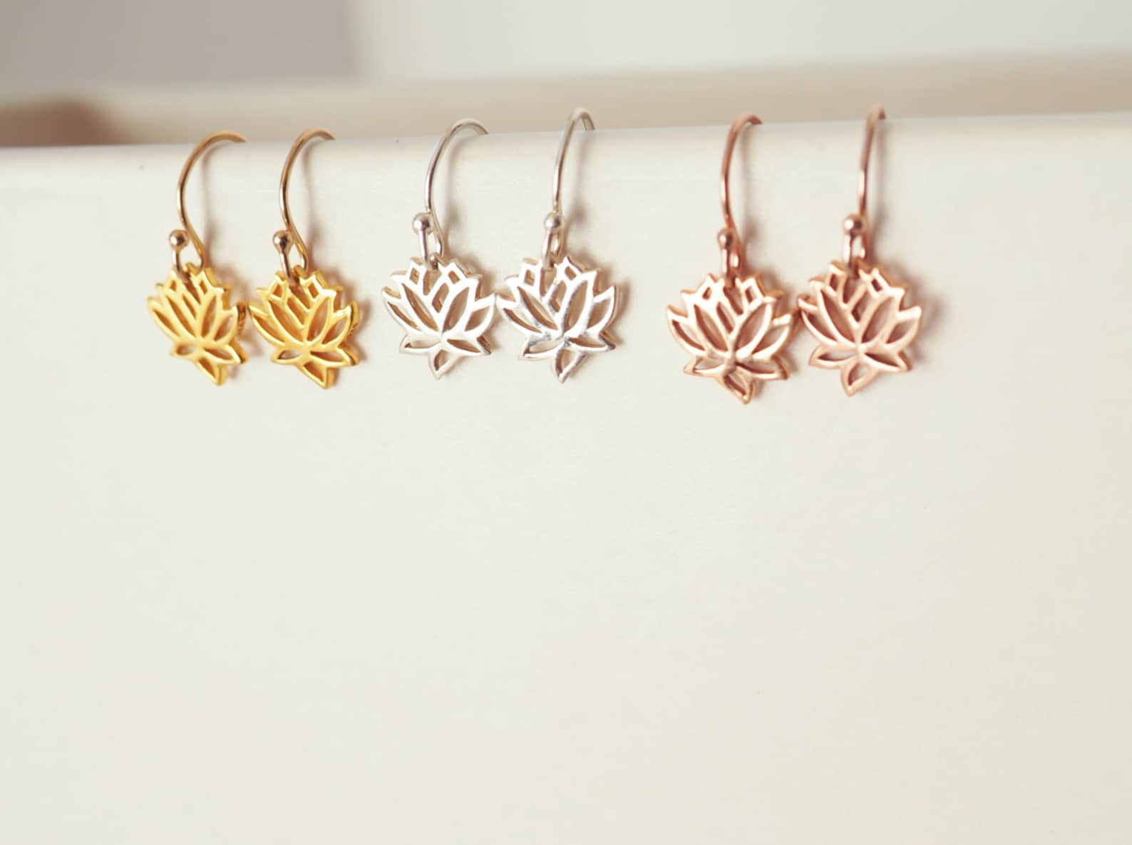 Rose Gold LOTUS Earrings Tiny Lotus Earrings Rose Gold - Etsy