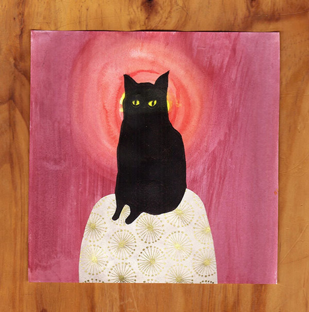 Movie Star - Cat Linocut Print - Watercolour Painting, Lino Cut ...