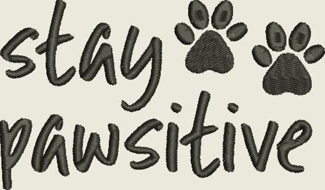 Stay Pawsitive Embroidery Design (digital Download) - Etsy