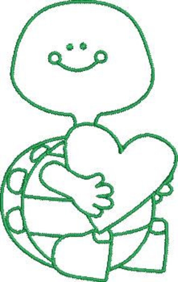 Heart Turtle Valentine Embroidery Design Digital Download | Etsy