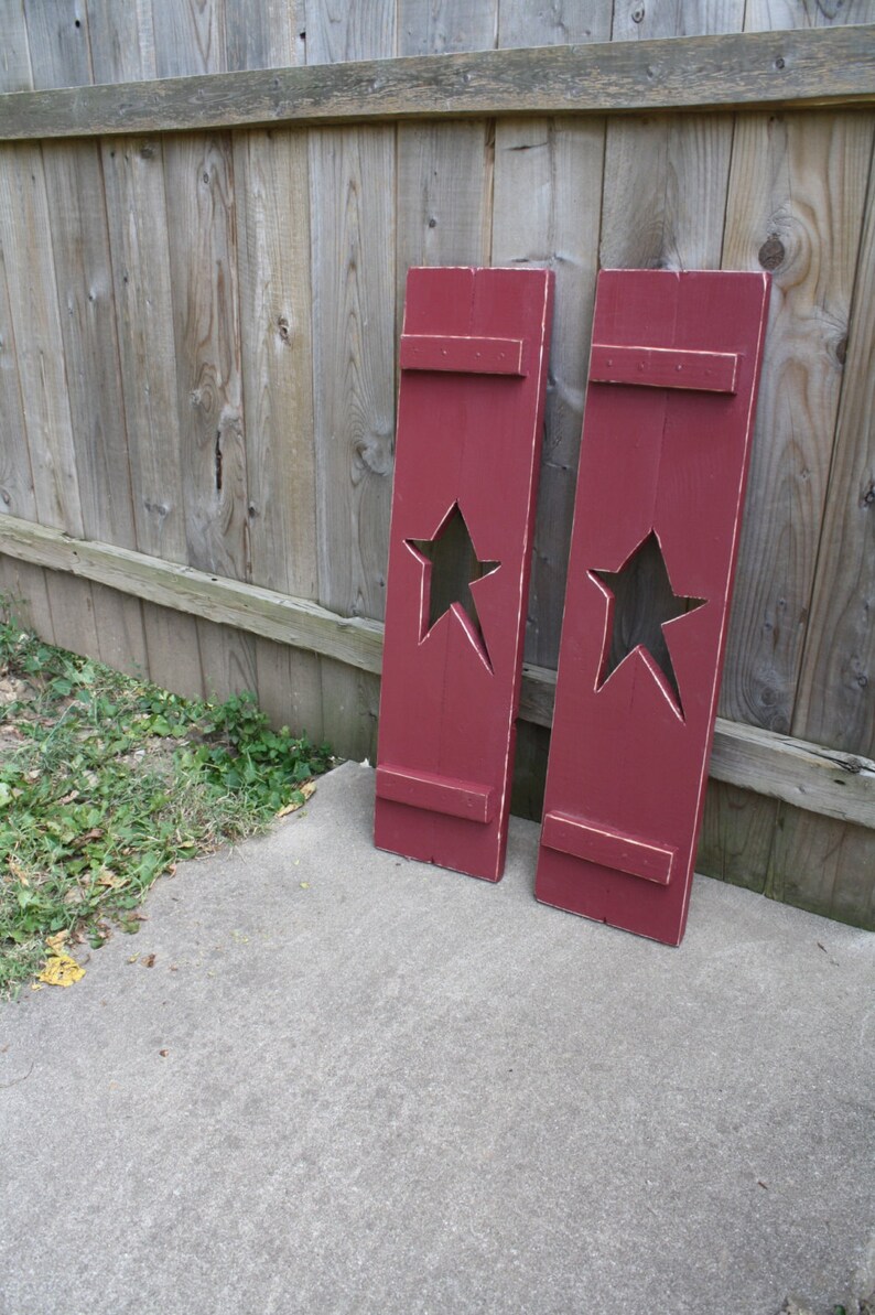 RUSTIC WOOD SHUTTERS Farmhouse Country Barn Red Distressed | Etsy