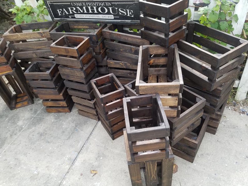 PRODUCE Farmhouse Harvest CRATE Rustic Reclaimed Wood Dark - Etsy
