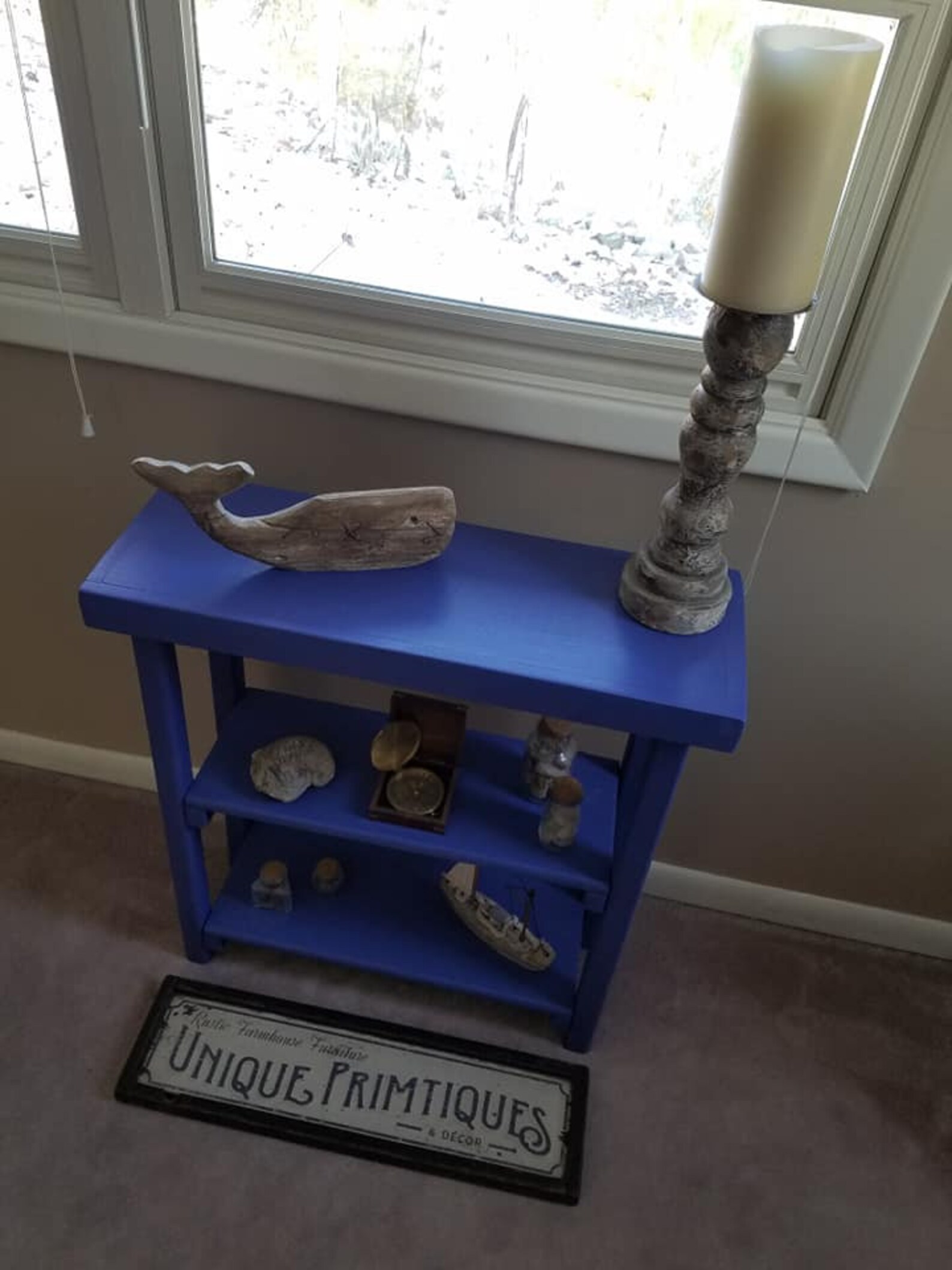 Rustic ACCENT LAMP TABLE Indigo Sofa Console Entry Hall Table - Etsy