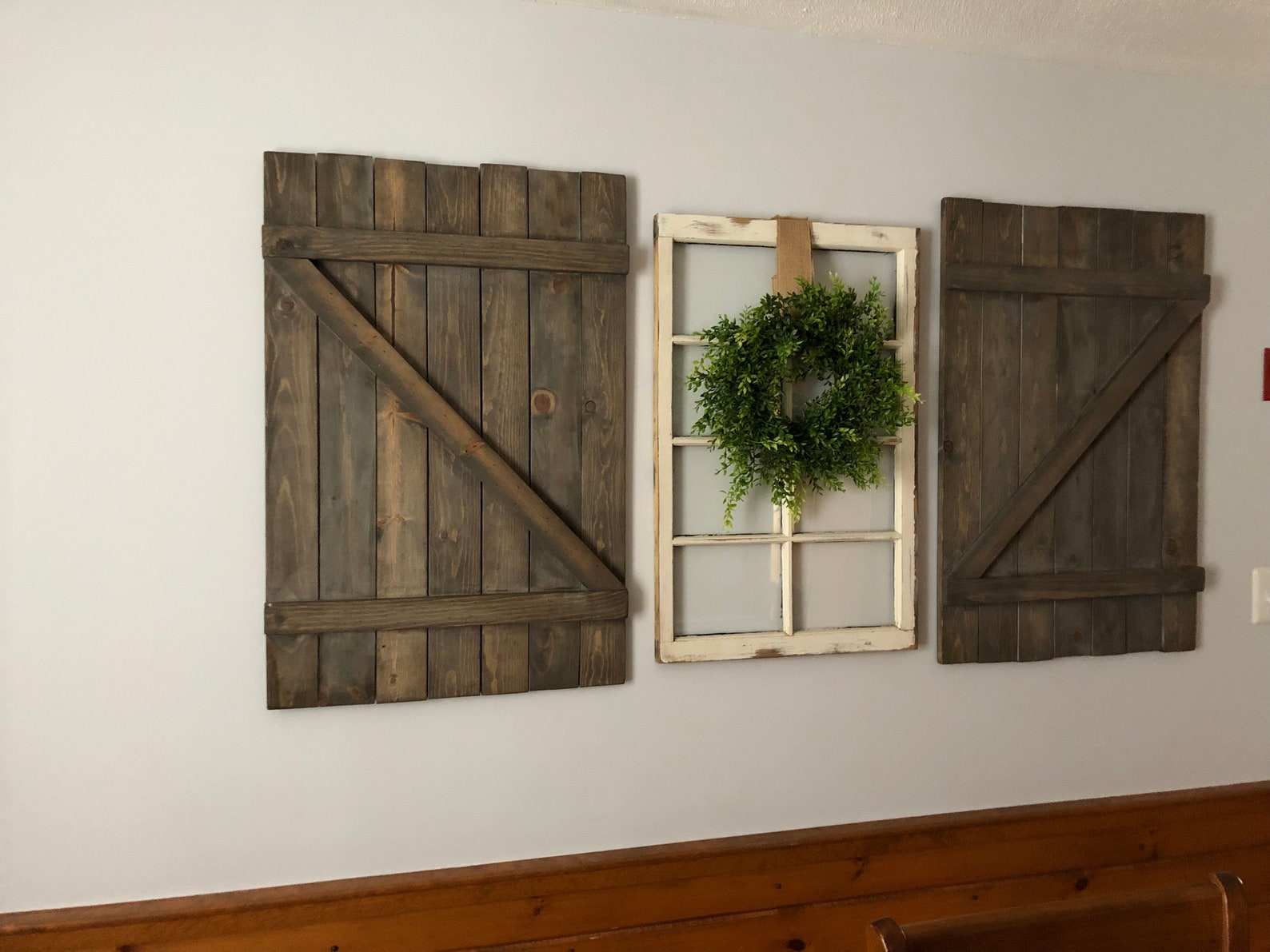 Rustic FARMHOUSE SHUTTERS Reclaimed Wood Mini Barn Door Wall Hanging ...