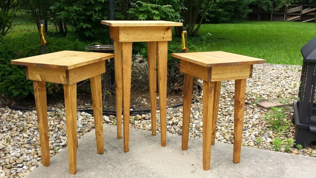 Set of THREE Reclaimed Wood Golden Oak Stained End Corner Entry ACCENT ...