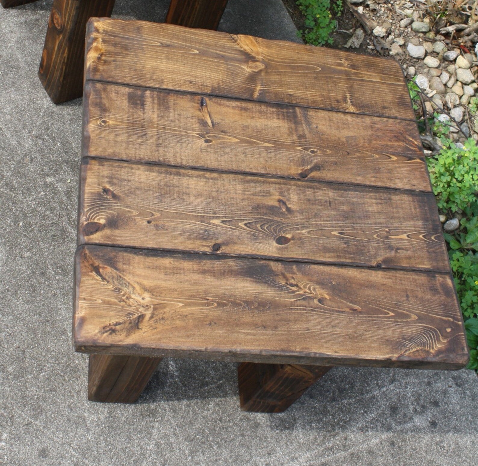 FARMHOUSE END TABLE Farm House Rustic Reclaimed Wood Dark Walnut Night ...