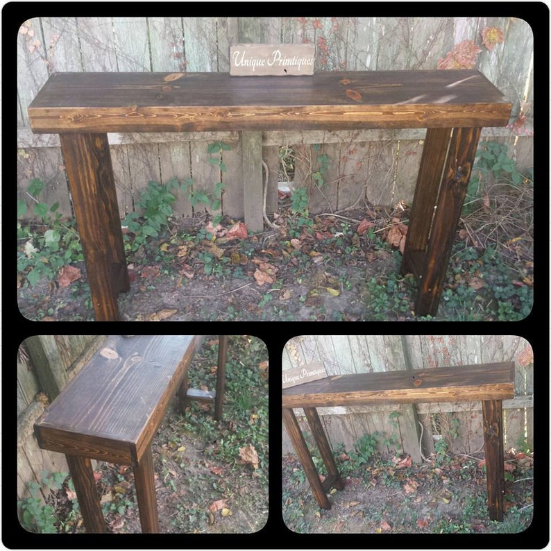 RUSTIC BAR TABLE Console Sofa Tall Reclaimed Wood Dark Walnut Entry ...