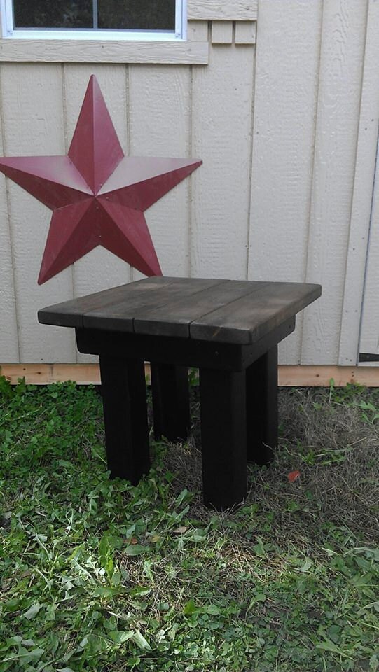 RUSTIC FARMHOUSE END Table Farm House Dark Walnut Kettle Black ...