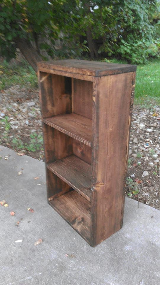 RUSTIC FARMHOUSE BOOKCASE Shelving Storage Shelf Dark Walnut Reclaimed ...