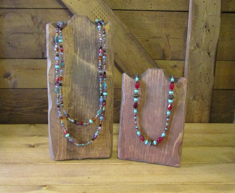 Rustic JEWELRY DISPLAY Necklace Stand Holder SET of Three Different ...