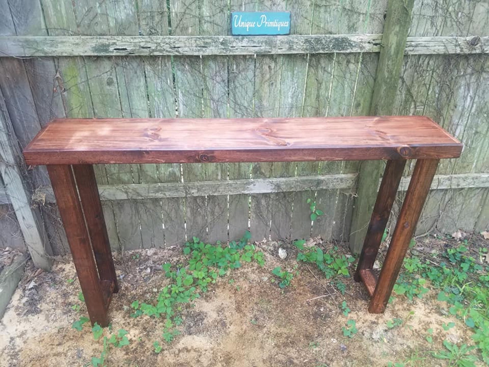 RUSTIC BAR TABLE Sofa Console Red Mahogany Long 12.75x70x43"h Large ...