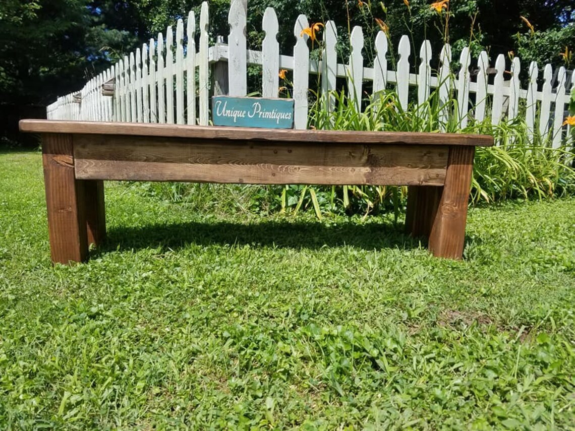 RUSTIC Wood Farmhouse BENCH Primitive Farm House Indoor Outdoor Kitchen ...