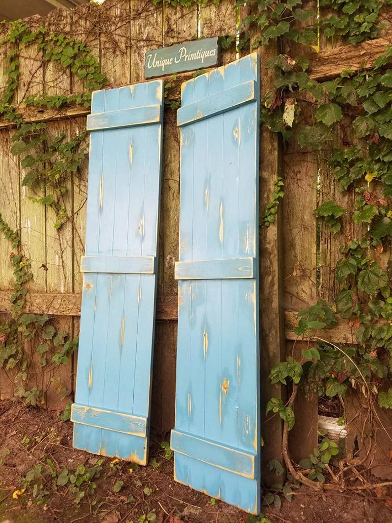 RUSTIC WOOD SHUTTERS 5-slat Country Barn Display Indoor Outdoor 12-1 ...