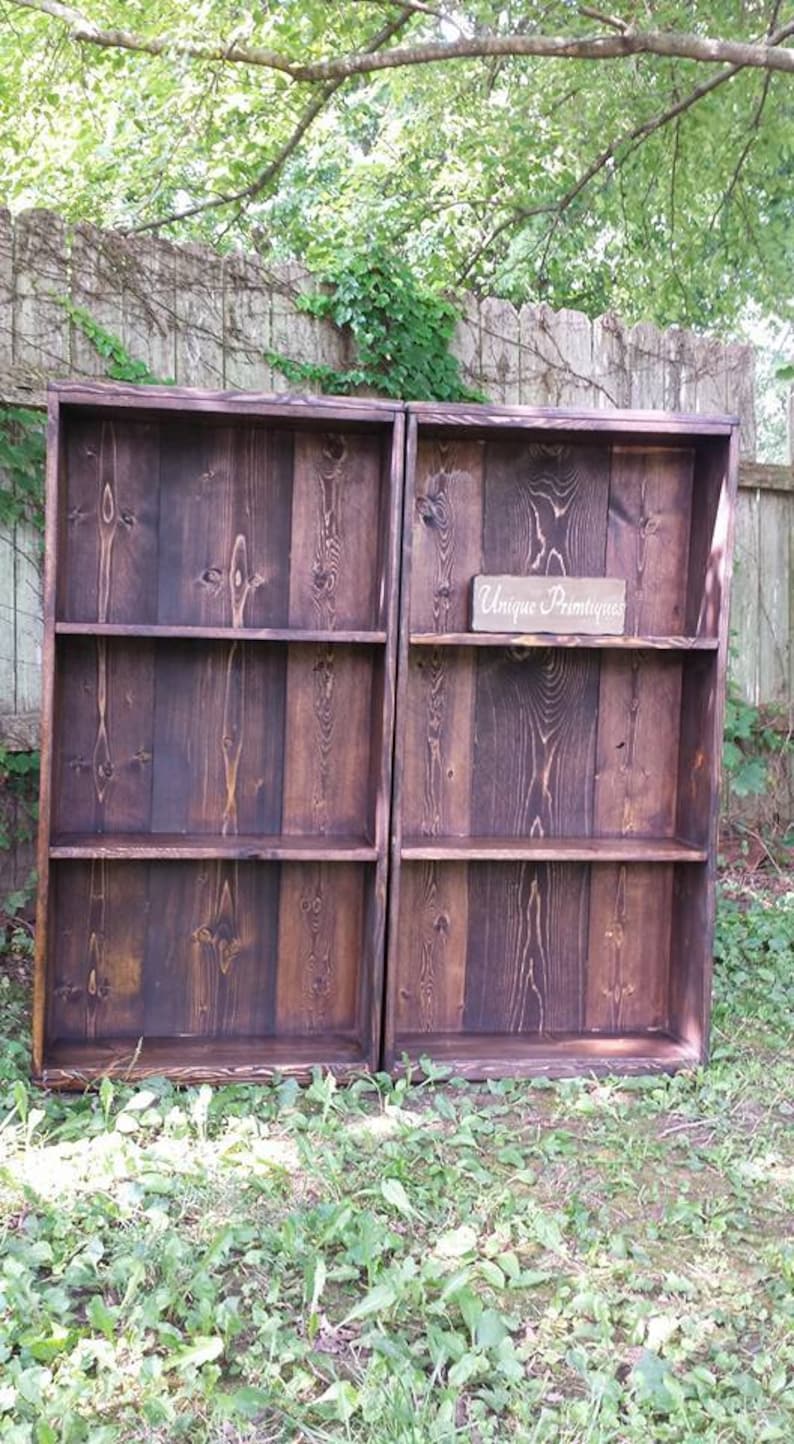 RUSTIC FARMHOUSE BOOKCASE Tall Reclaimed Wood Book Shelf X2 - Etsy