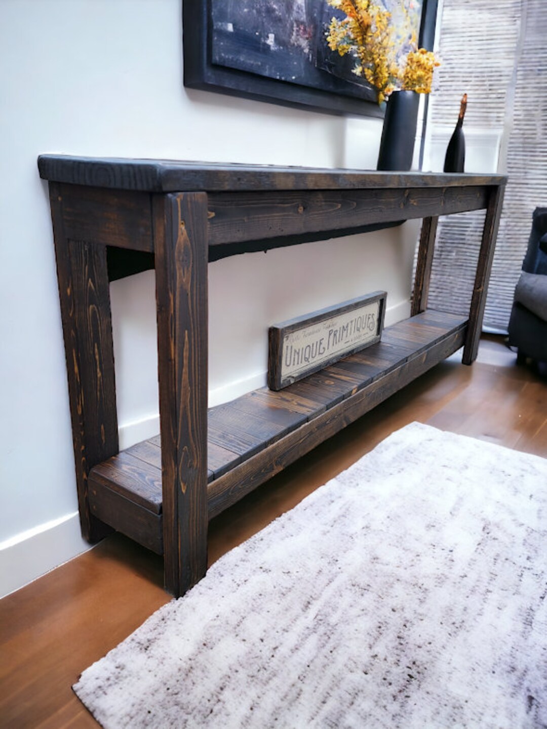 Entryway Hall CONSOLE Table RUSTIC WOOD Sofa Tv Stand Shelving Accent ...