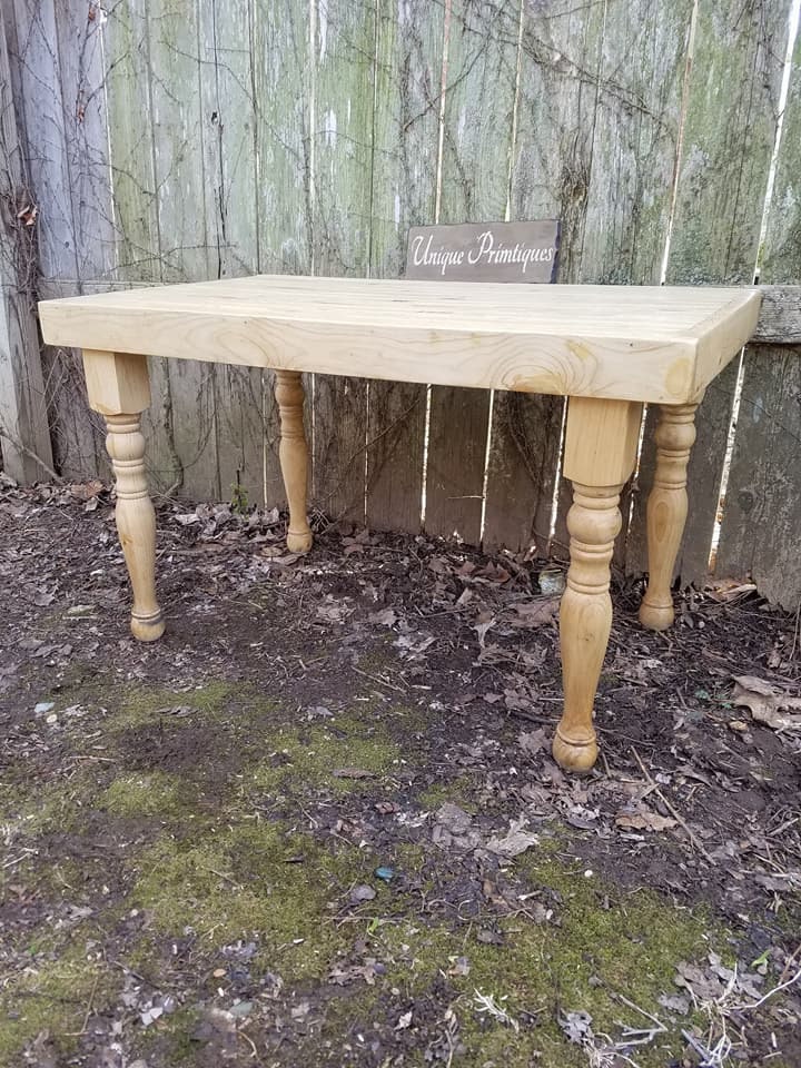 Rustic TABLE Reclaimed Wood Turned Leg Side END Lamp Table | Etsy