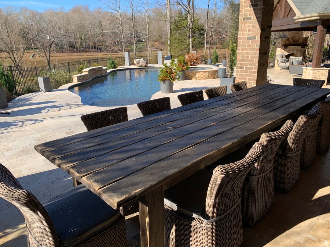 MASSIVE Rustic FARM TABLE Farmhouse Primitive Country Cabin Distressed ...