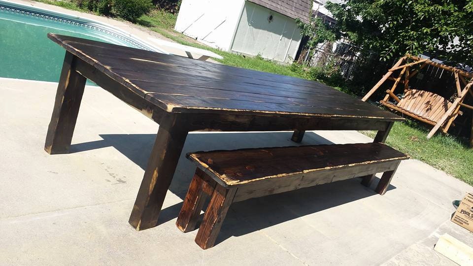 RUSTIC 12-foot FARMHOUSE TABLE Large Farm House Kitchen Dark - Etsy