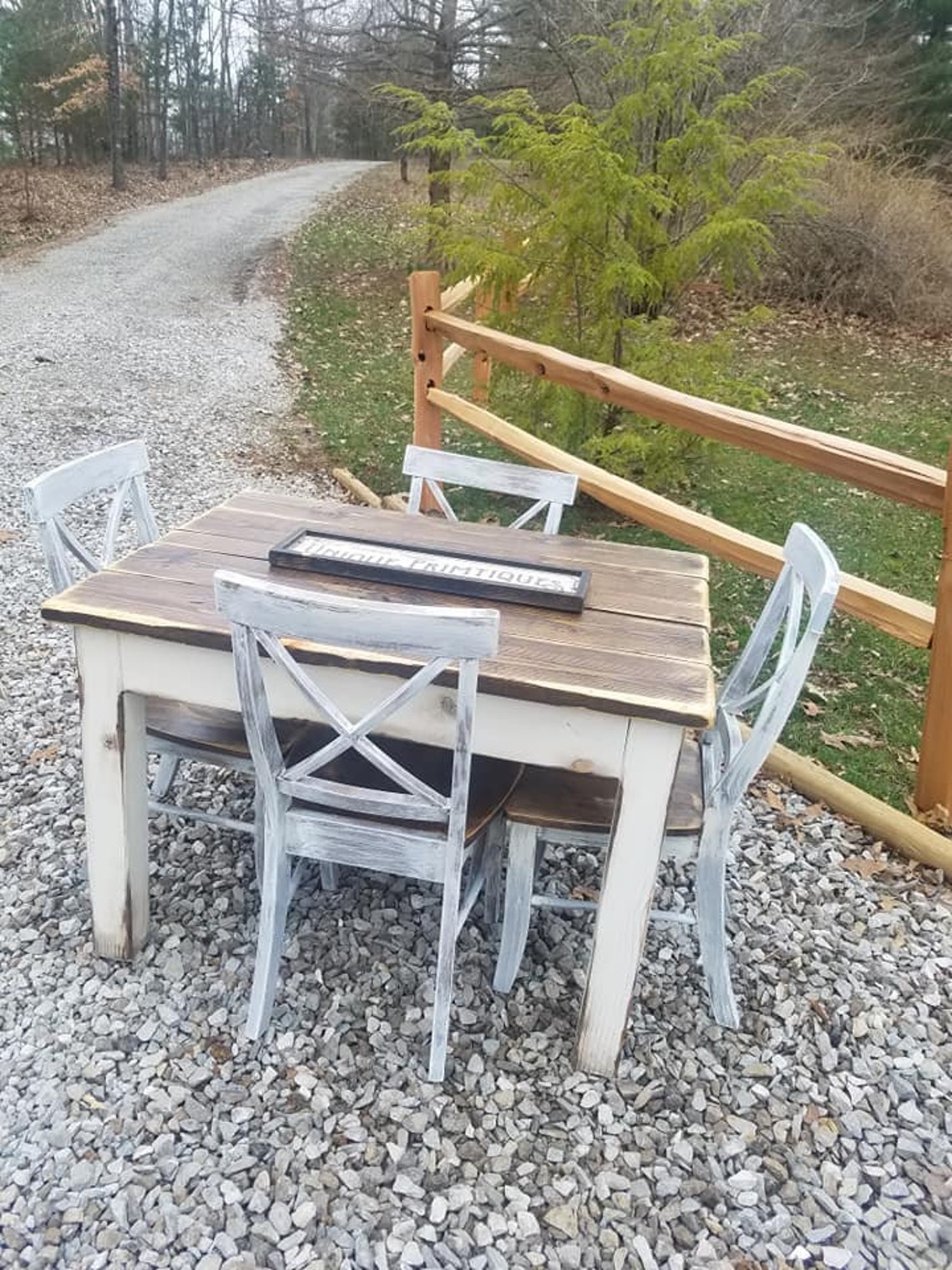 RUSTIC FARMHOUSE TABLE 5-piece Set Kitchen Dining Chairs Farm | Etsy