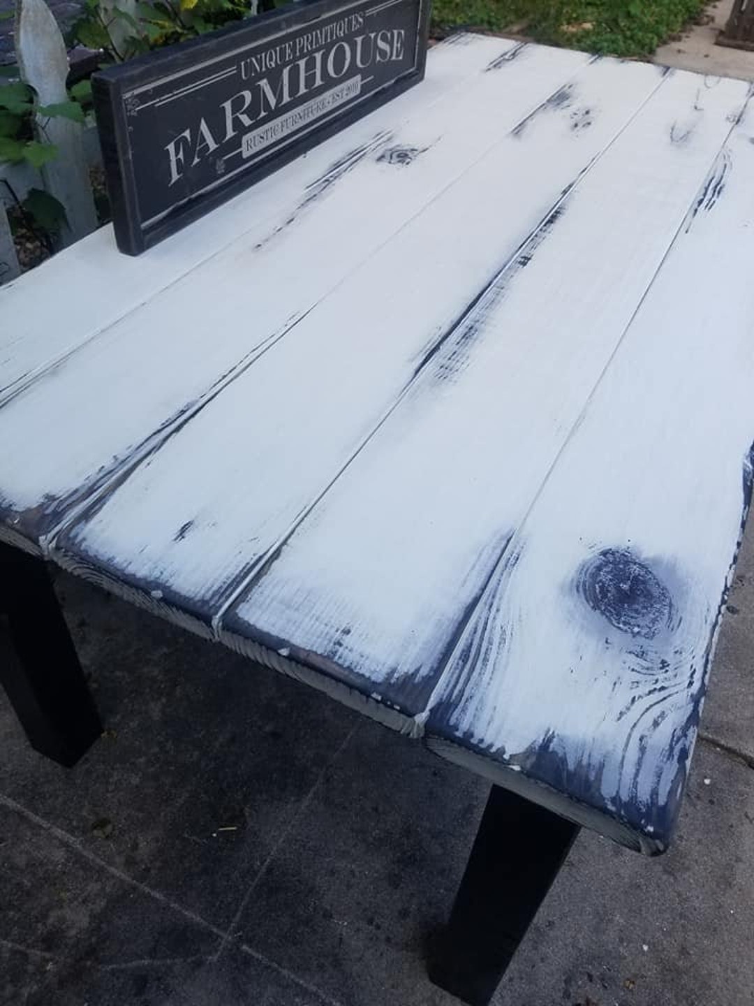 RUSTIC FARMHOUSE TABLE Farm House Distressed Black Foxtrot Painted ...