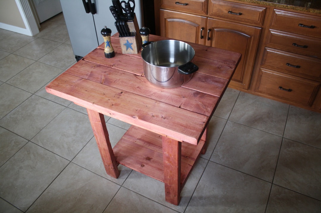 Unique Primtiques Multi Functional Tall Light Red Oak Stained Table ...