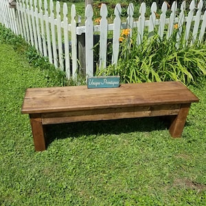 RUSTIC Wood Farmhouse BENCH Primitive Farm House Indoor Outdoor Kitchen ...