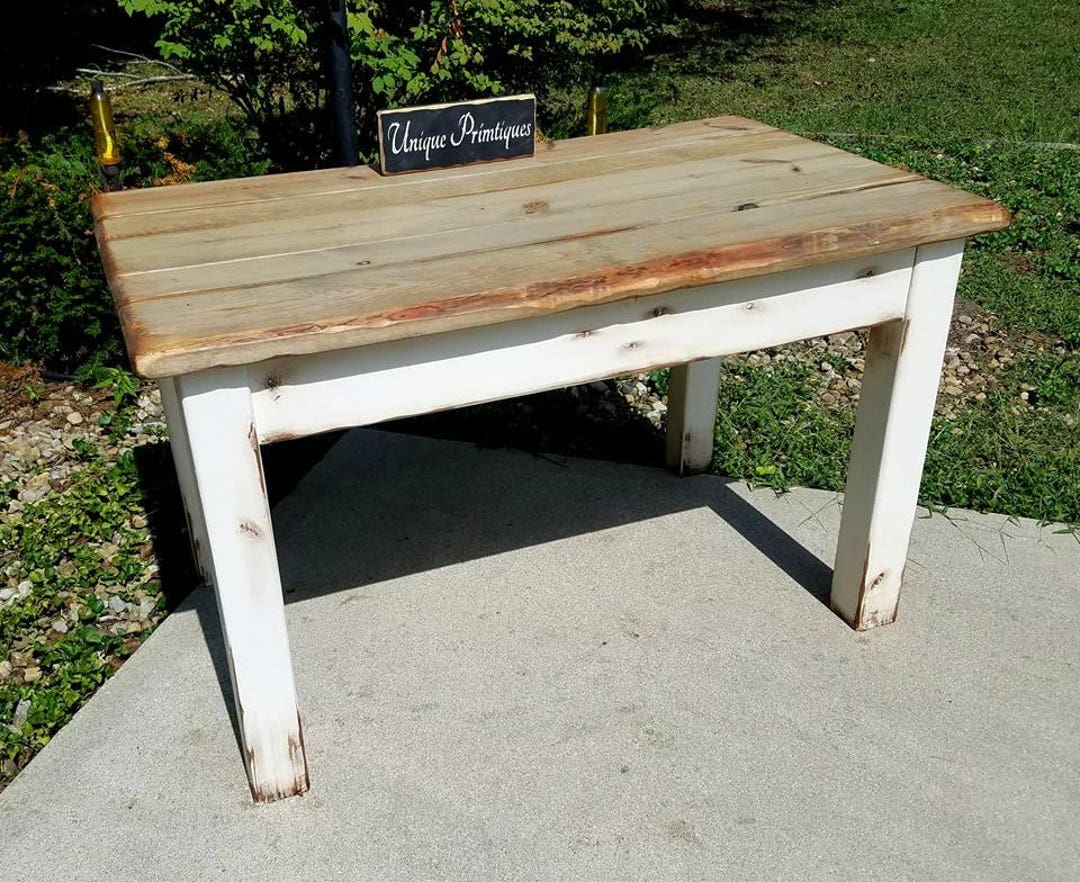 Rustic Wood Farm Table Weathered Gray Country White Cabin Farmhouse ...