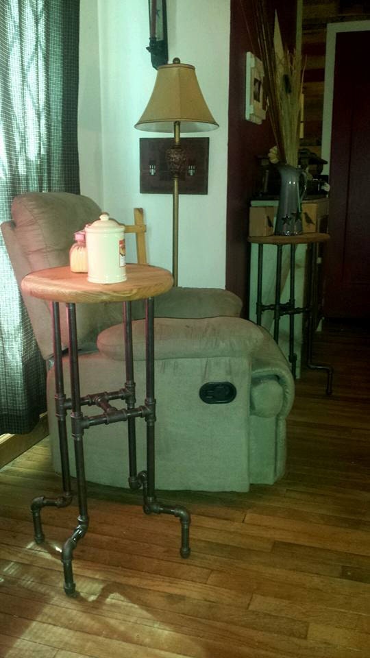 INDUSTRIAL Pipe TABLE Set Of TWO Metal Pipe Golden Oak Stained | Etsy