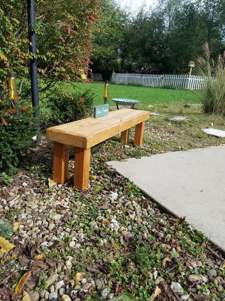 RUSTIC WOOD BENCH Golden Oak Stain Reclaimed Wooden Framed | Etsy