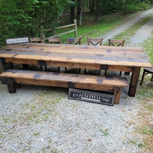 Rustic FARM TABLE 10 12 14 Foot FT Set W/you Pick Chairs Farmhouse ...