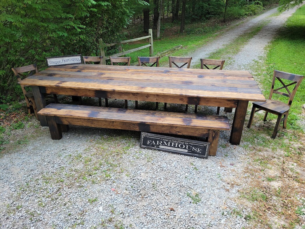 Rustic FARM TABLE 10 12 14 Foot FT Set W/you Pick Chairs Farmhouse ...
