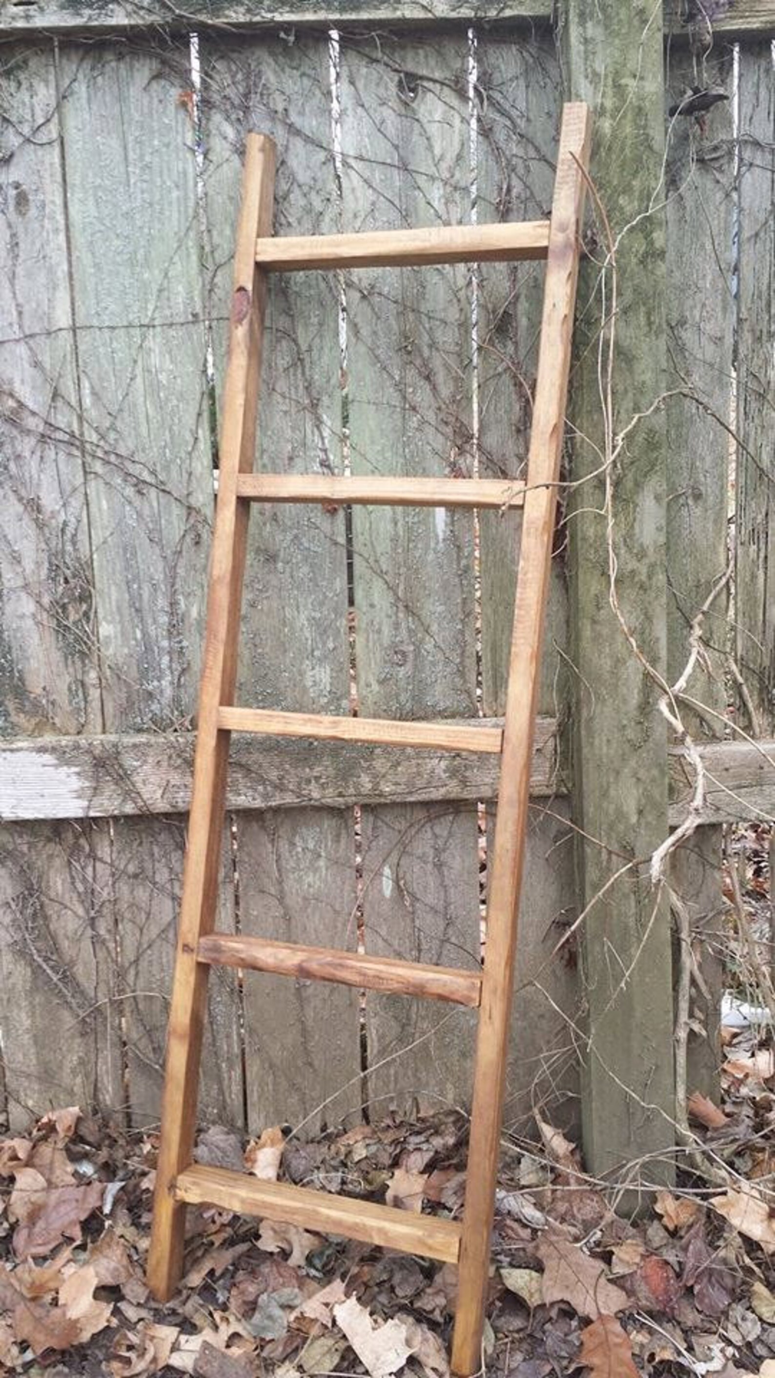 RUSTIC WOOD LADDER Primitive 14x60 Farmhouse Quilt Blanket Scarf Tie ...
