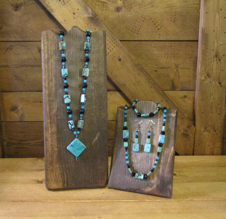 Rustic JEWELRY DISPLAY Necklace Stand Holder SET of Three Different ...