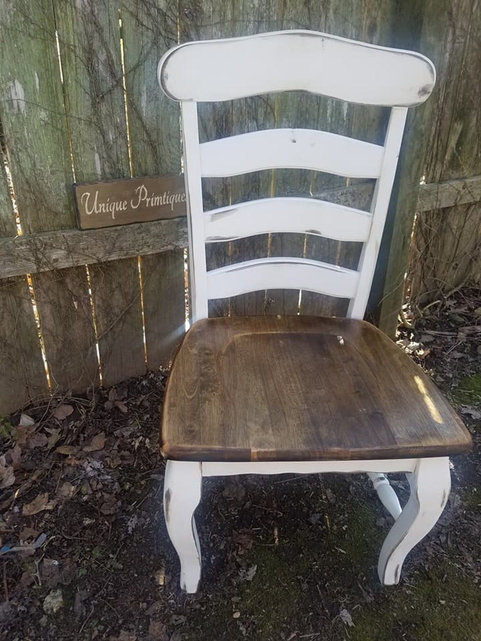 TWO Rustic Ladder Back Chairs Wood Malaysian Oak CHAIRS Solid - Etsy