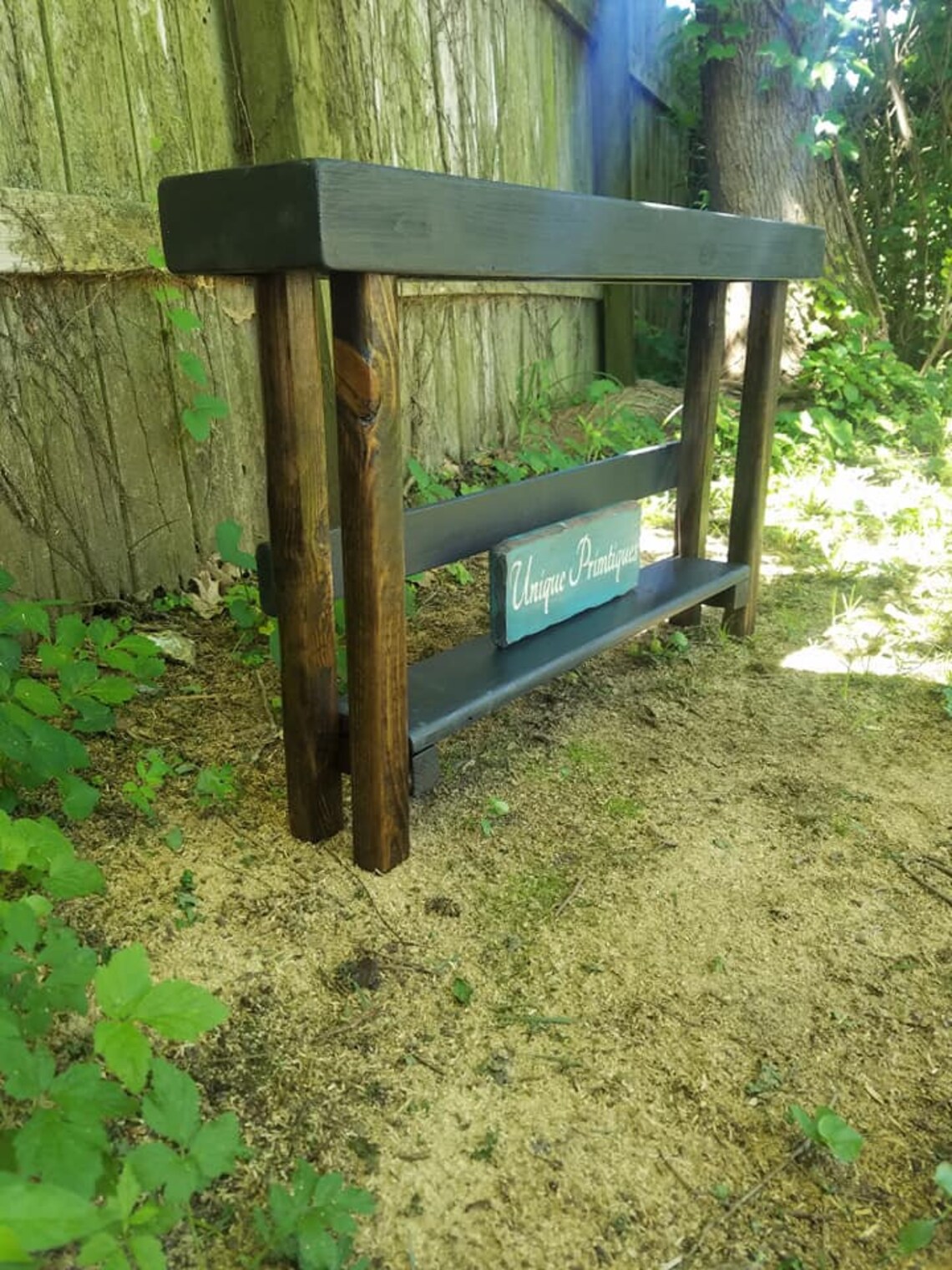 Small RUSTIC TABLE Black Dark Walnut Skinny 6-1/4x36x21h Wood - Etsy