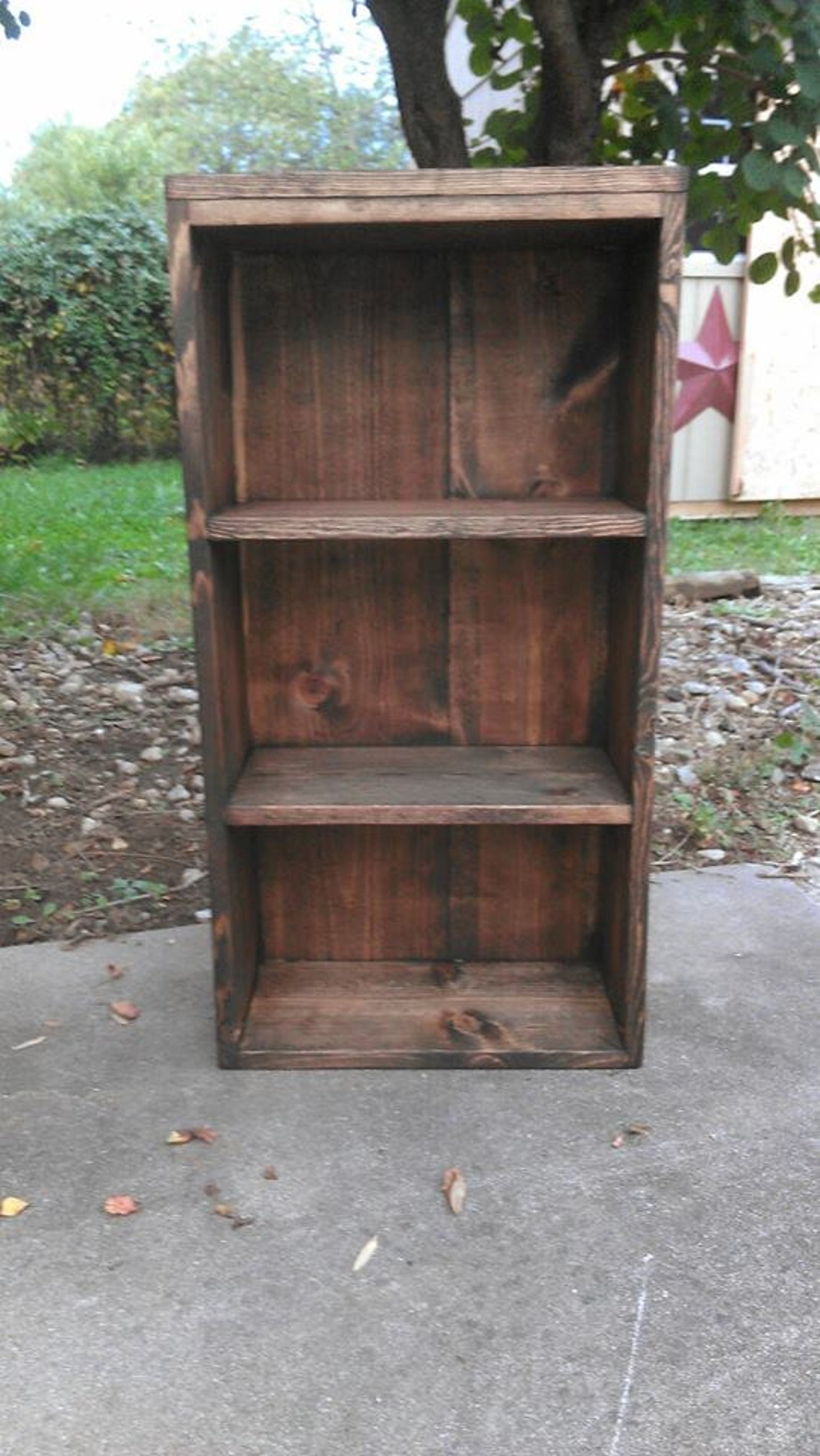RUSTIC FARMHOUSE BOOKCASE Shelving Storage Shelf Dark Walnut Reclaimed ...