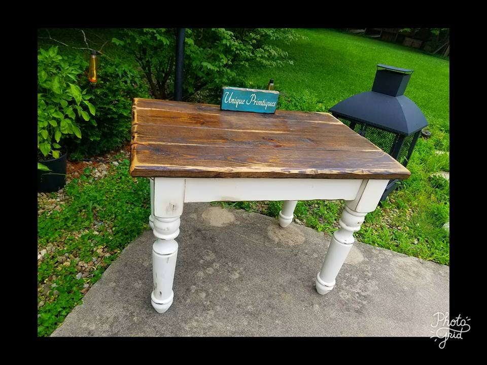 Rustic KITCHEN TABLE Turned Leg Reclaimed Wood Farm House | Etsy